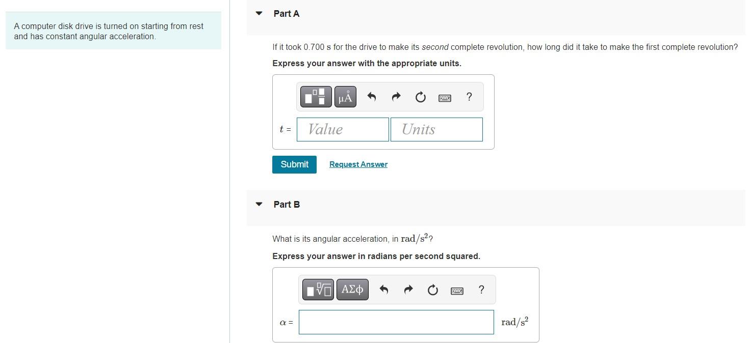 Solved A computer disk drive is turned on starting from rest | Chegg.com