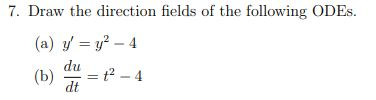 Solved 7. Draw the direction fields of the following ODES. | Chegg.com