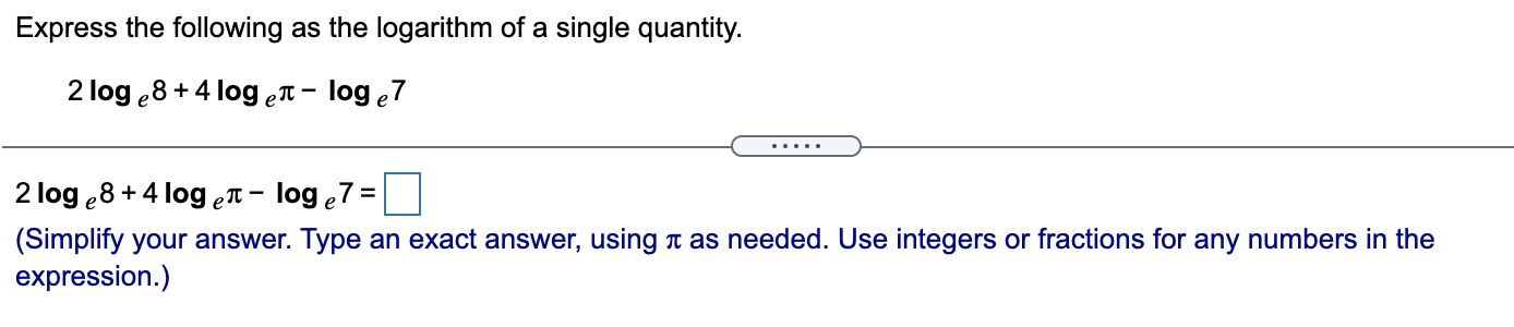 Solved Express the following as the logarithm of a single | Chegg.com