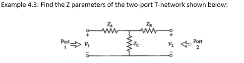 Solved Example 4.3: Find the Z parameters of the two-port | Chegg.com