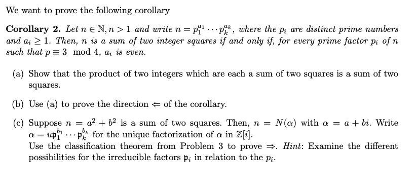 Solved We want to prove the following corollary Corollary 2. | Chegg.com