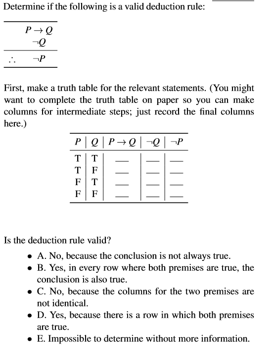 Solved Determine if the following is a valid deduction rule: | Chegg.com