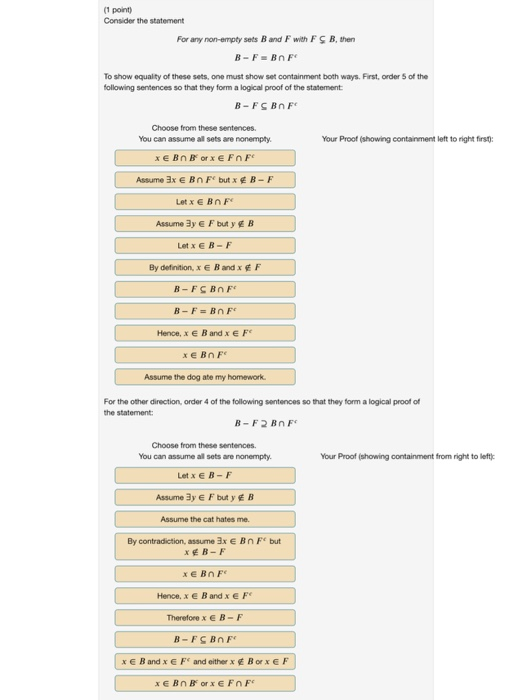 Solved (I porn Consider the statement For any non-empty sets | Chegg.com