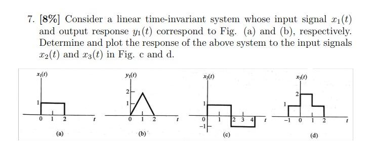 Solved 7. [8%] Consider a linear time-invariant system whose | Chegg.com