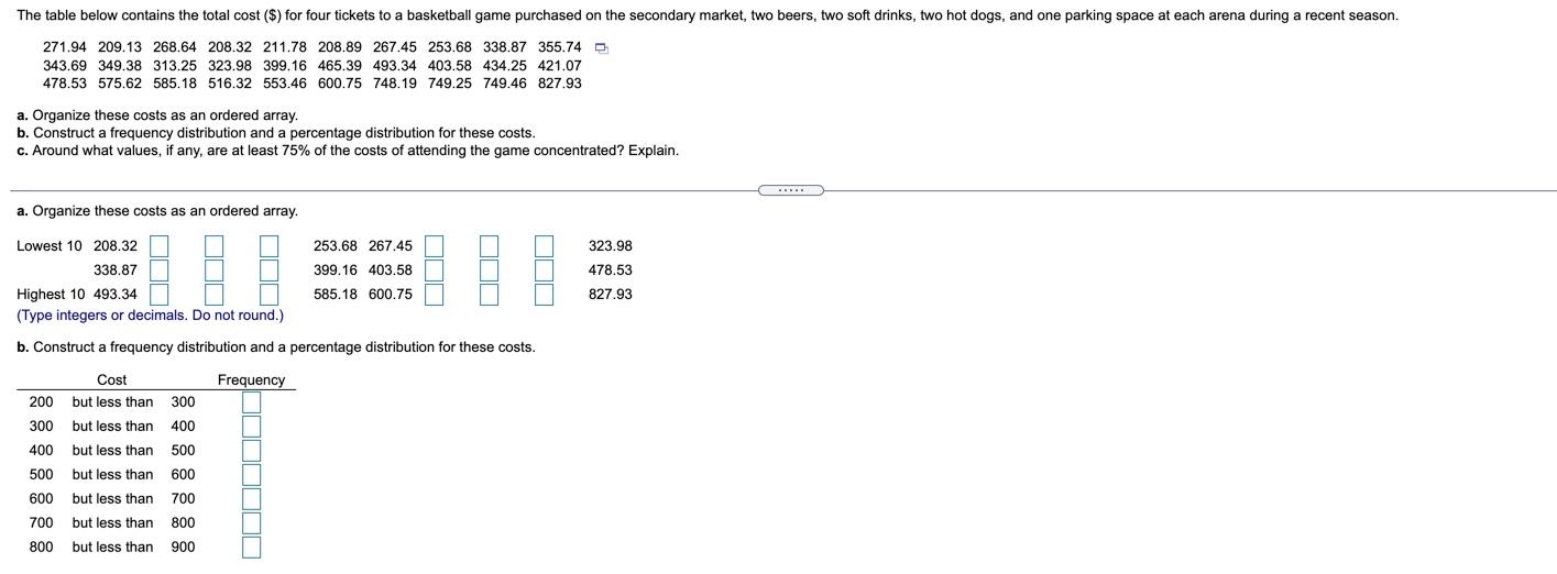 Solved The table below contains the total cost ($) for four | Chegg.com