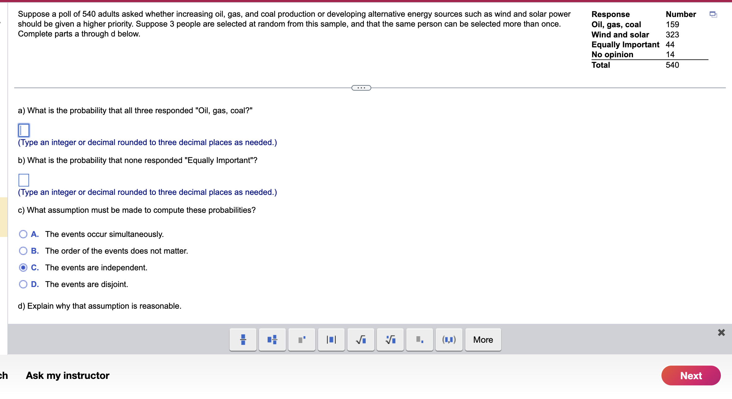Solved Suppose a poll of 540 adults asked whether increasing | Chegg.com