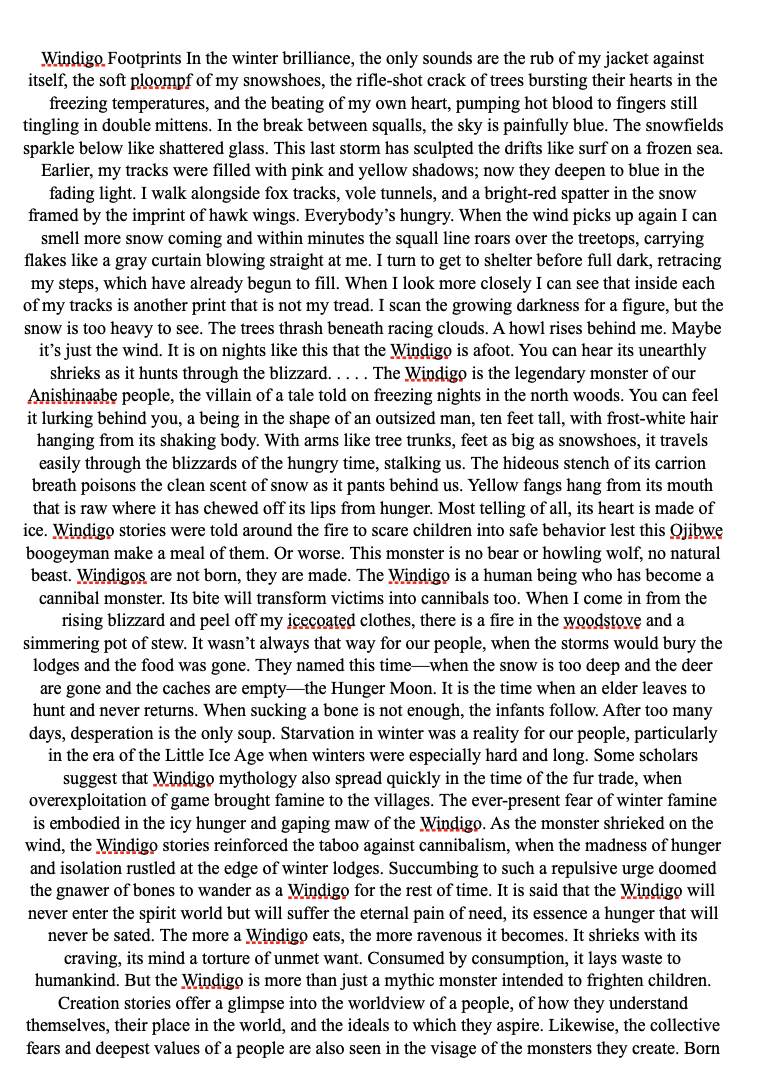 Windigo Footprints In the winter brilliance, the only | Chegg.com