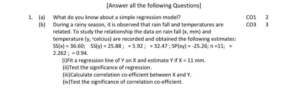 c01 CO3 2. 3 [Answer all the following Questions] 1. | Chegg.com