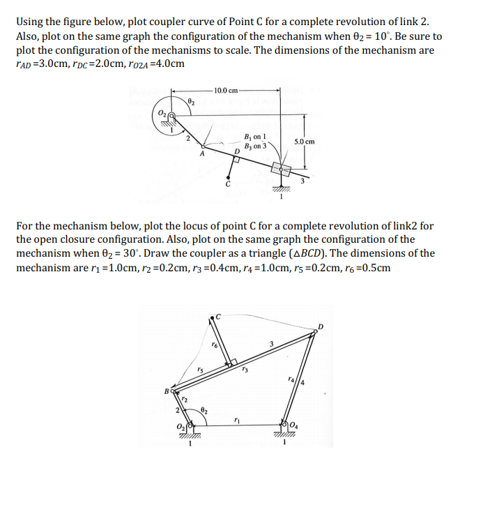 Solved Using the figure below, plot coupler curve of Point C | Chegg.com