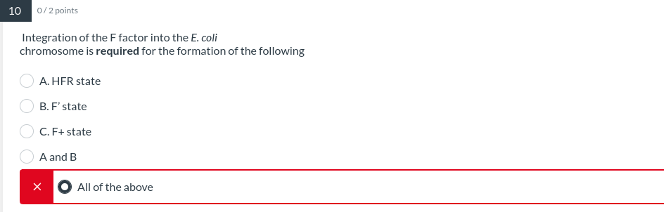 Solved Integration of the F factor into the E. coli | Chegg.com