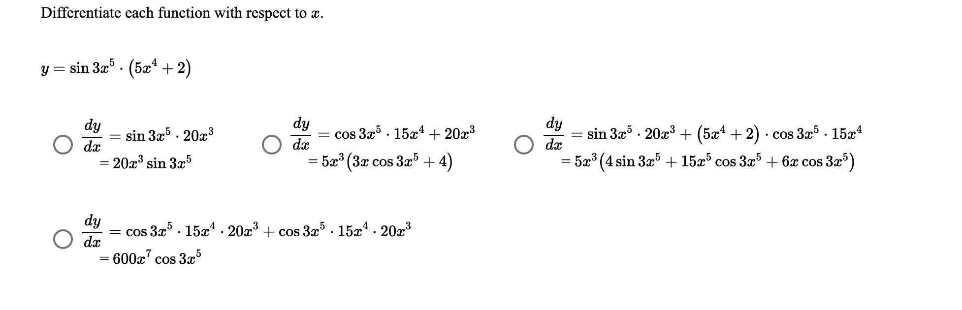 Solved Differentiate each function with respect to x. y=sin | Chegg.com