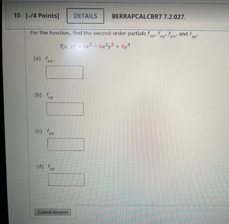 Solved For the function, find the second-order partials | Chegg.com