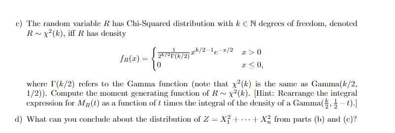 Solved Problem 5. Chi-Square distribution: a) Suppose | Chegg.com