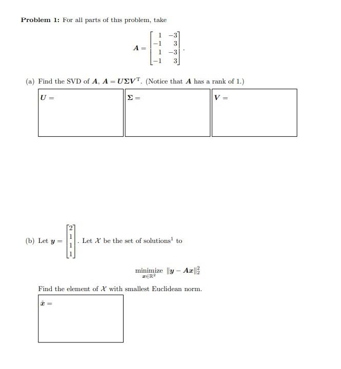 Solved Problem 1: For all parts of this problem, take | Chegg.com