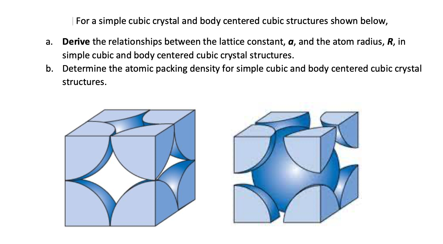 Solved For a simple cubic crystal and body centered cubic | Chegg.com