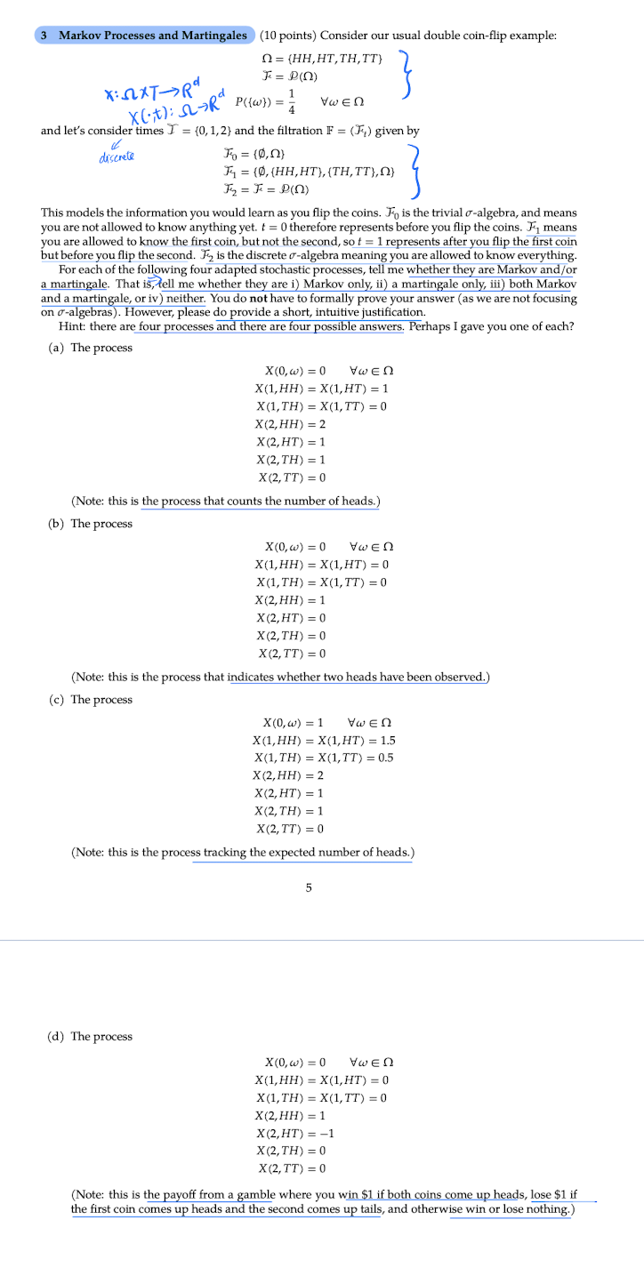 Solved 3 ﻿Markov Processes and Martingales (10 ﻿points) | Chegg.com