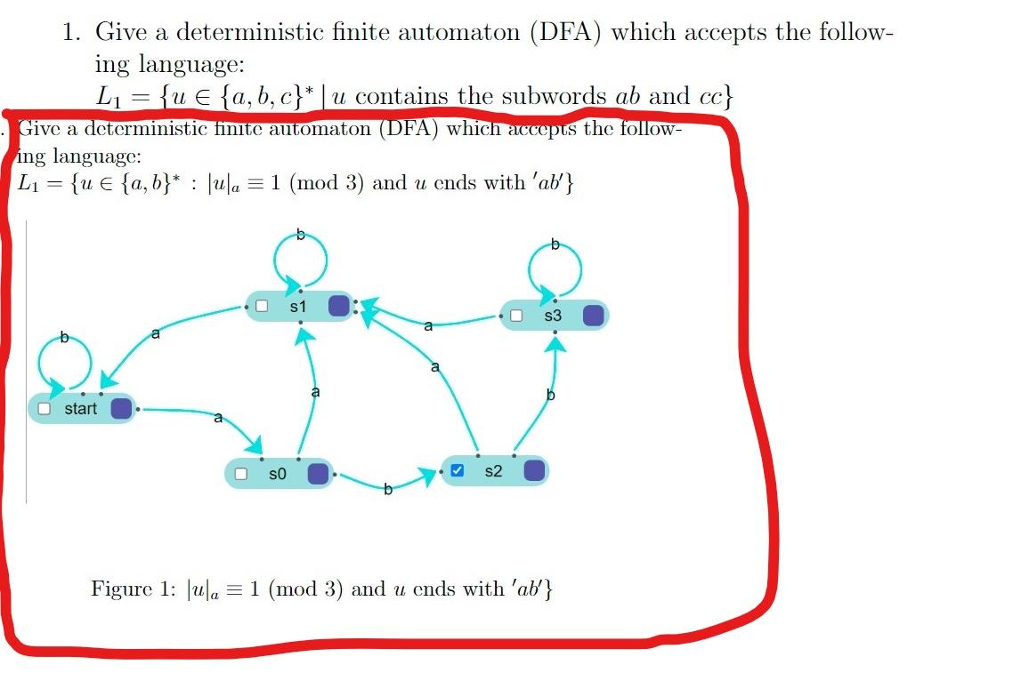 Solved 1 Give A Deterministic Finite Automaton Dfa Which