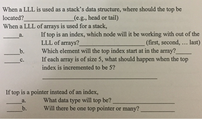 Solved When a LLL is used as a stack's data structure, where | Chegg.com
