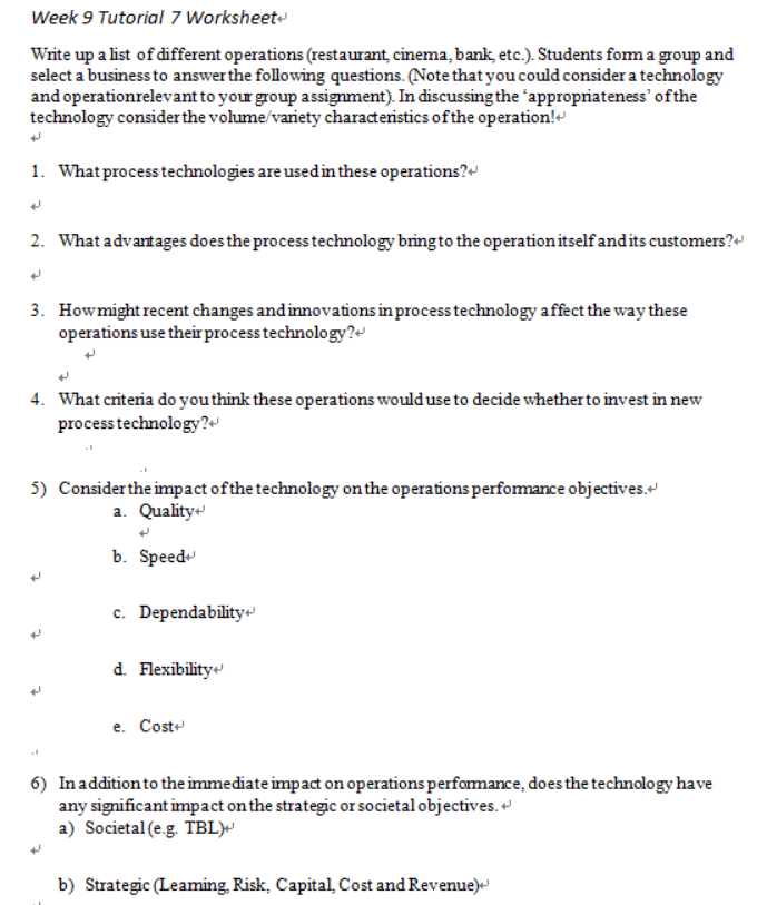 Solved Week 9 Tutorial 7 Worksheet Write up a list of | Chegg.com Solved Week 9 Tutorial 7 Worksheet Write up a list of | Chegg.com