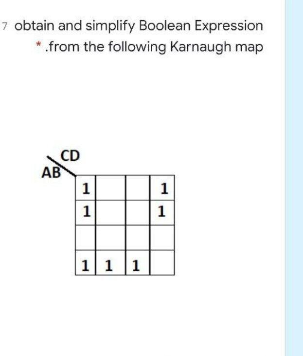 Solved 7 obtain and simplify Boolean Expression * .from the | Chegg.com