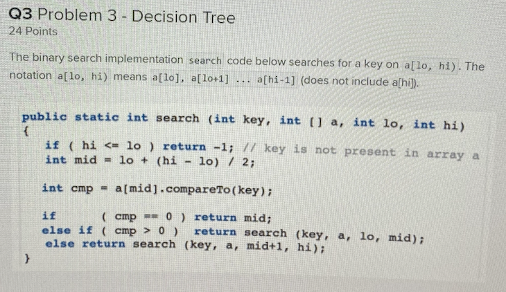Solved Q3 Problem 3 - Decision Tree 24 Points The binary | Chegg.com