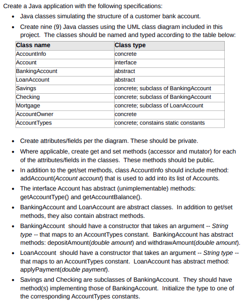 Solved Create a Java application with the following | Chegg.com