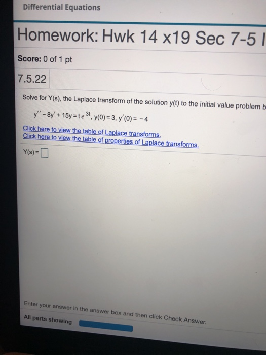 Solved Differential Equations 1 Homework: Hwk 14 x19 Sec 7-5 | Chegg.com