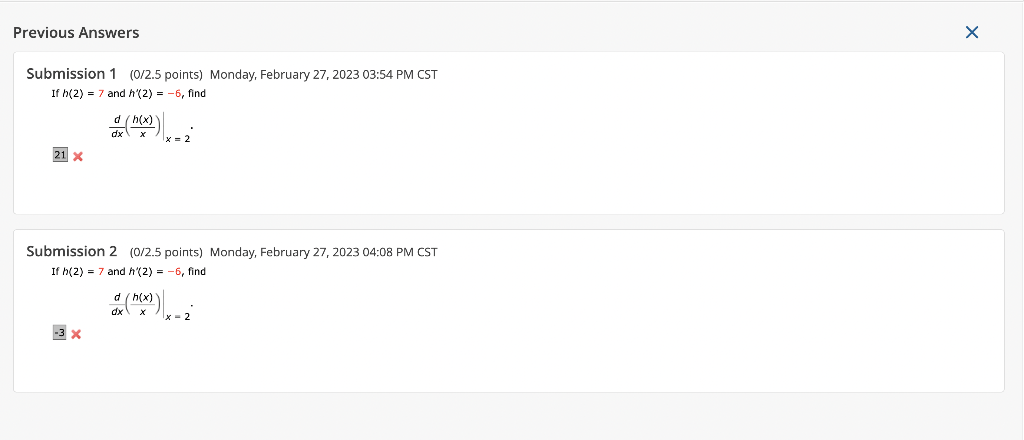 Solved Submission 1 (0/2.5 points) Monday, February 27, 2023 | Chegg.com