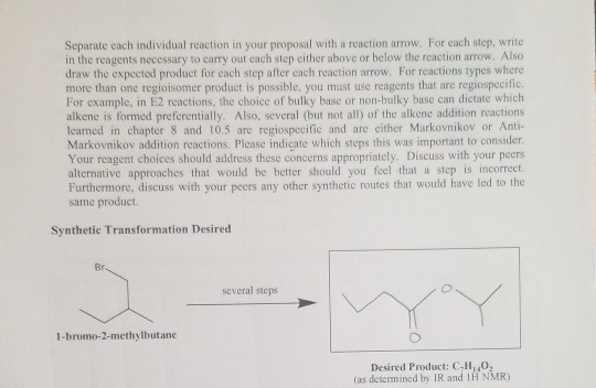 2. Below is a synthetic scheme that is missing the | Chegg.com