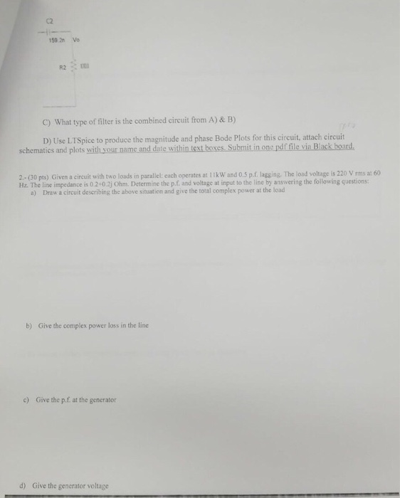 Solved 1.- (20 pts) Given the circuit below R1 C2 Vi C1 | Chegg.com