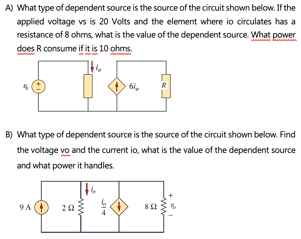 Solved A) What type of dependent source is the source of the | Chegg.com