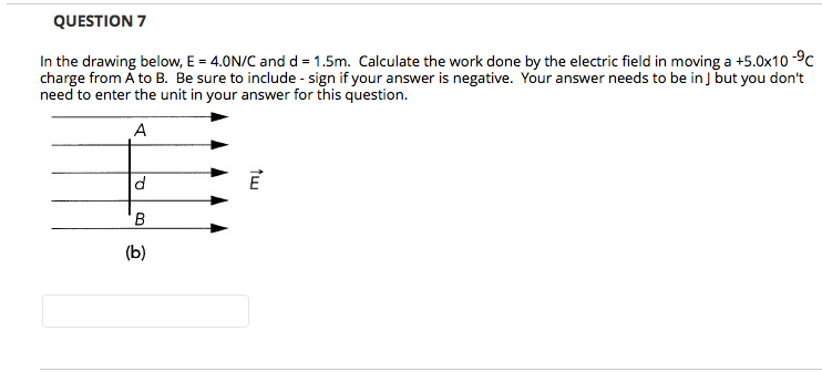Solved QUESTION 7 In the drawing below. E-4.0N/C and d 1.5m. | Chegg.com