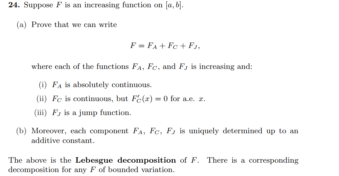 Solved 24. Suppose F is an increasing function on [a,b]. (a) | Chegg.com