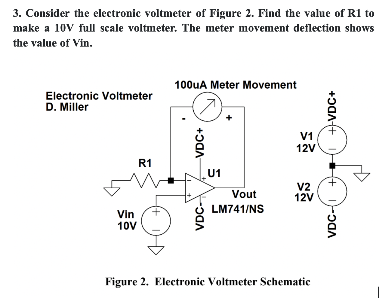 Solved 3. Consider the electronic voltmeter of Figure 2 . | Chegg.com
