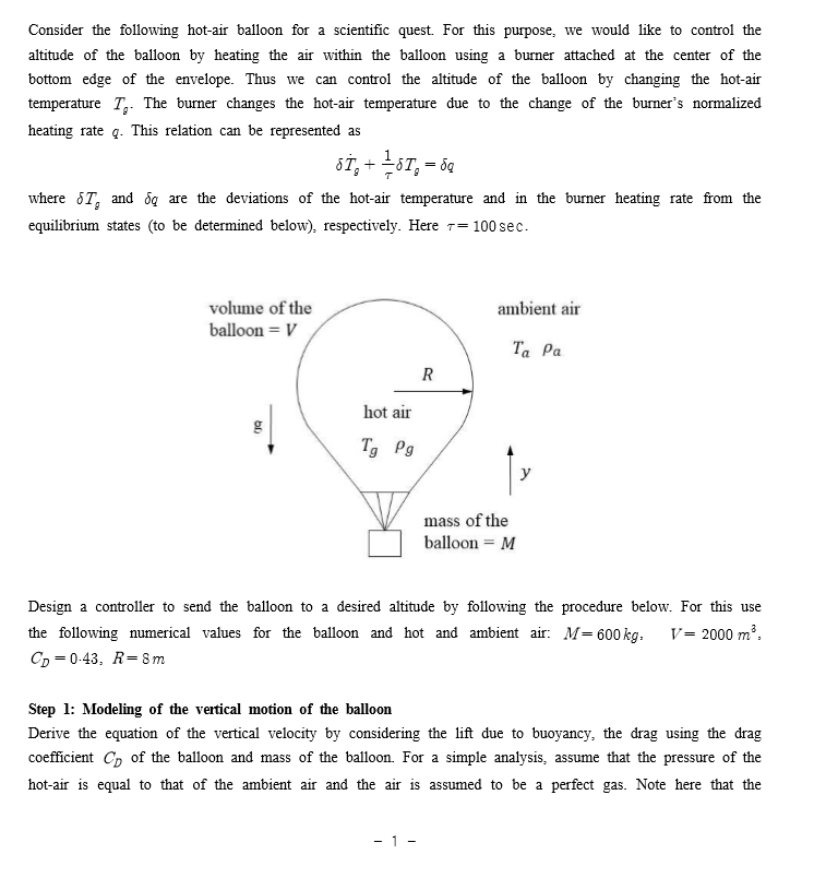 Solved Consider the following hot-air balloon for a | Chegg.com