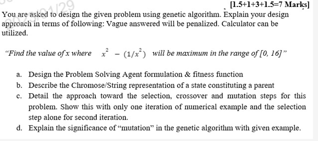 Solved [1.5+1+3+1.5=7 Marks ] You are asked to design the | Chegg.com