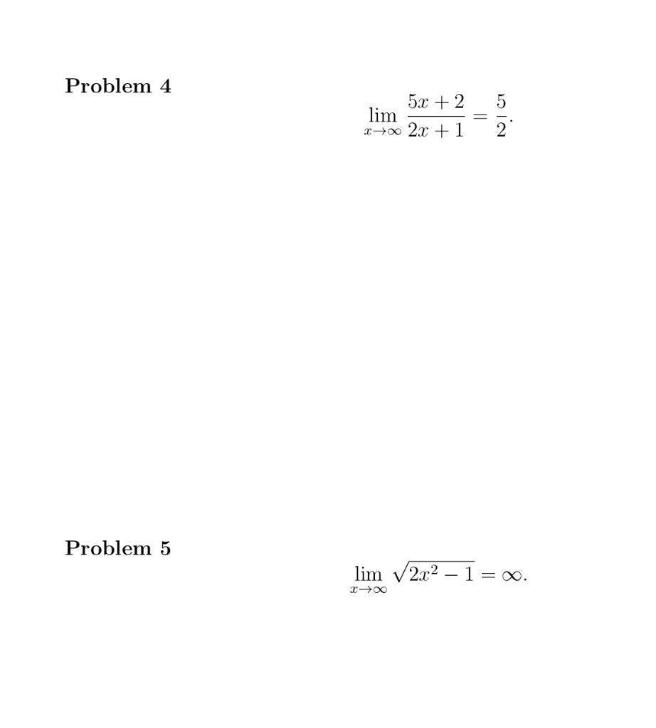 Solved Problem 4 5x + 2 lim 2+ 2x + 1 II ان انا Problem 5 | Chegg.com