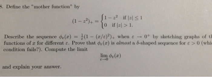Solved Define the "mother function" by | Chegg.com