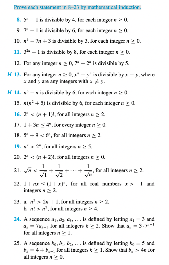 Solved Prove each statement in 8-23 by mathematical | Chegg.com