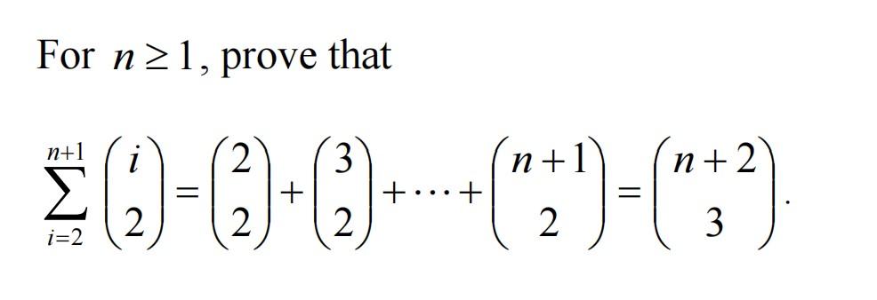 Solved For n21, prove that n+ 3 + n+ 21-2-2--("}')+(932) + = | Chegg.com