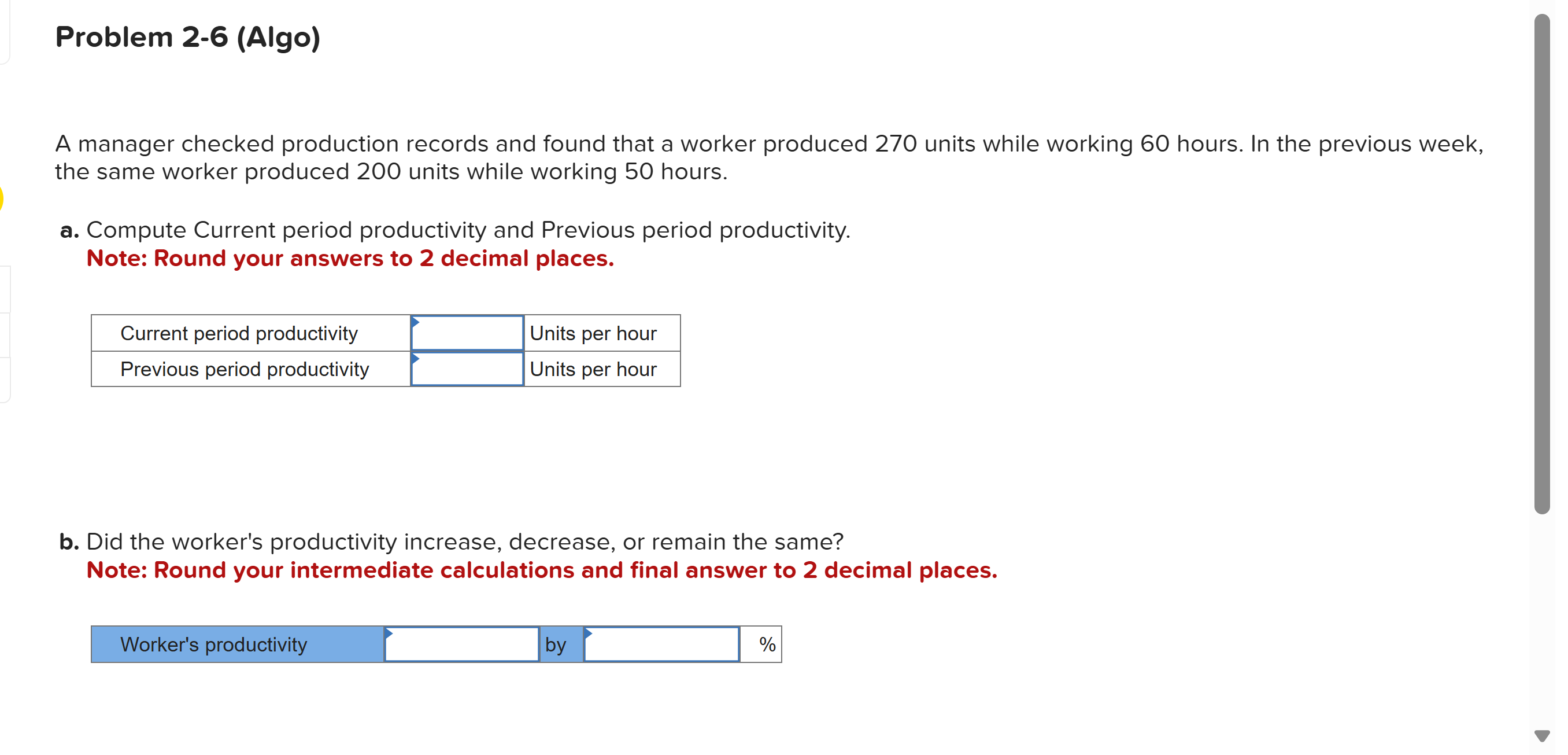 Solved Problem 2-6 (Algo)A manager checked production | Chegg.com