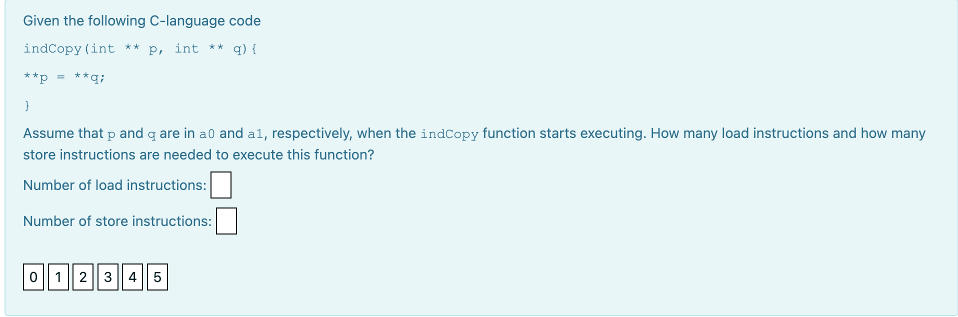 Solved Given the following C-language code indCopy ( int | Chegg.com