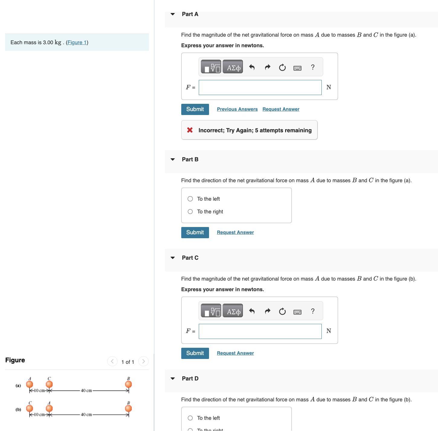 Solved Part AEach mass is 3.00kg. (Figure 1)Find the | Chegg.com
