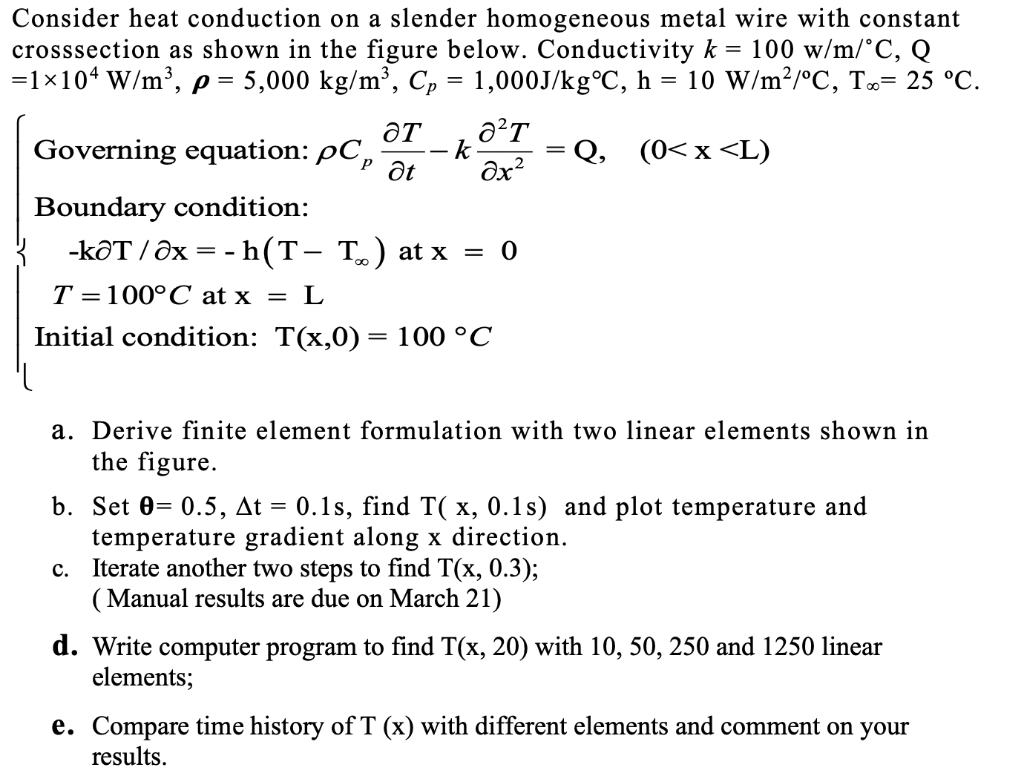 Solved Consider heat conduction on a slender homogeneous | Chegg.com