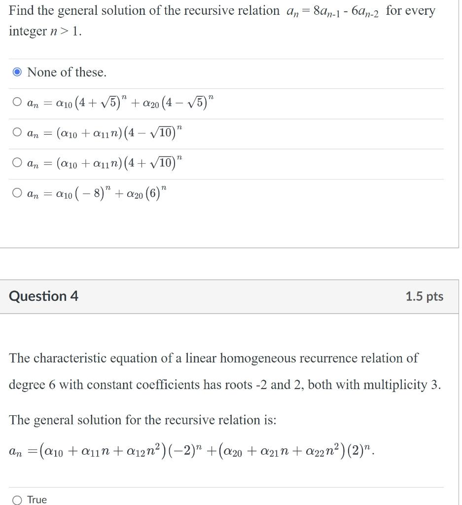 Solved Find the general solution of the recursive relation | Chegg.com