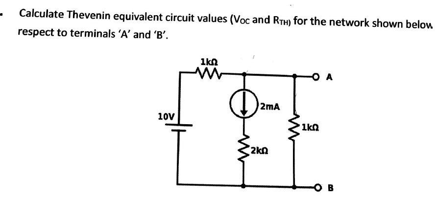 Solved Calculate Thevenin equivalent circuit values (Voc and | Chegg.com