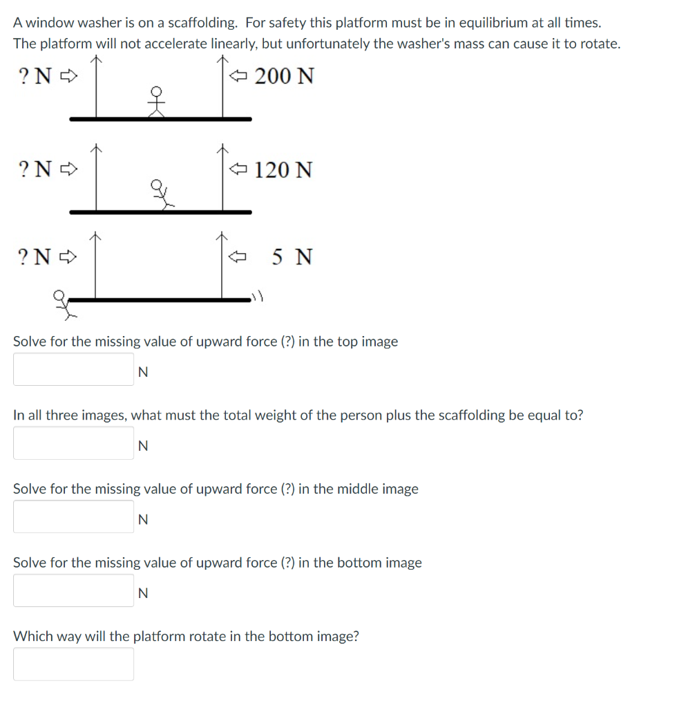 Solved A window washer is on a scaffolding. For safety this | Chegg.com