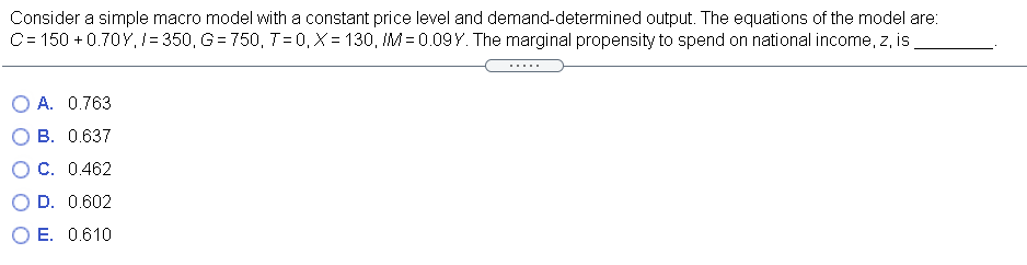 Solved Consider a simple macro model with a constant price | Chegg.com