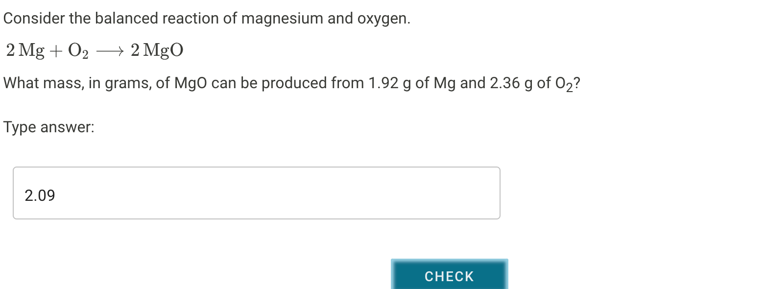 Solved Consider the balanced reaction of magnesium and | Chegg.com