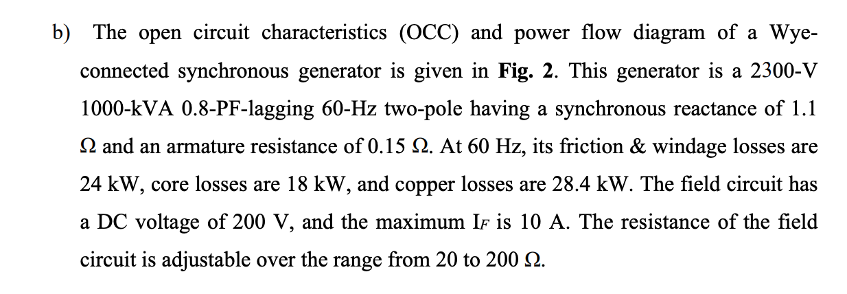 Solved b) The open circuit characteristics (OCC) and power | Chegg.com